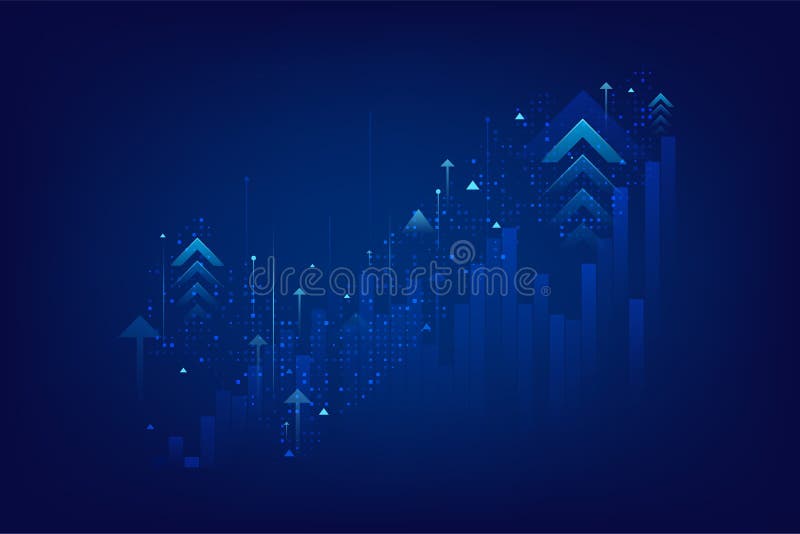 Business Financial Growth Blue Abstract Background with Arrows Upside ...