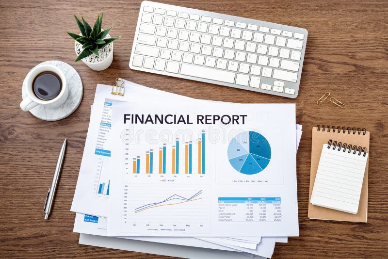 Business Financial Report, Stack of Chart Graph and Accounting Data ...