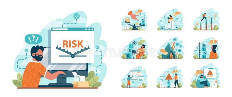 Business or Financial Risk Concept Set. Challenge, Danger or Difficulty ...
