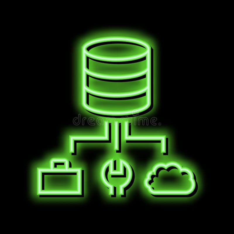 Business, Fix and Cloud Storage Digital Processing Neon Glow Icon ...