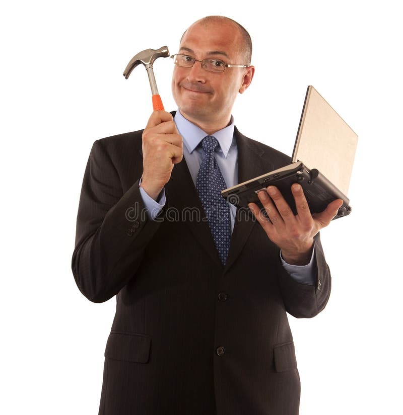 Business Fixing Computer the Old Way Stock Image - Image of break ...