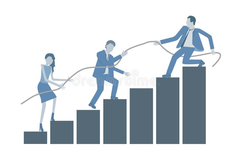 Business Flat Design Vector Growing Chart with a Leader Helping ...