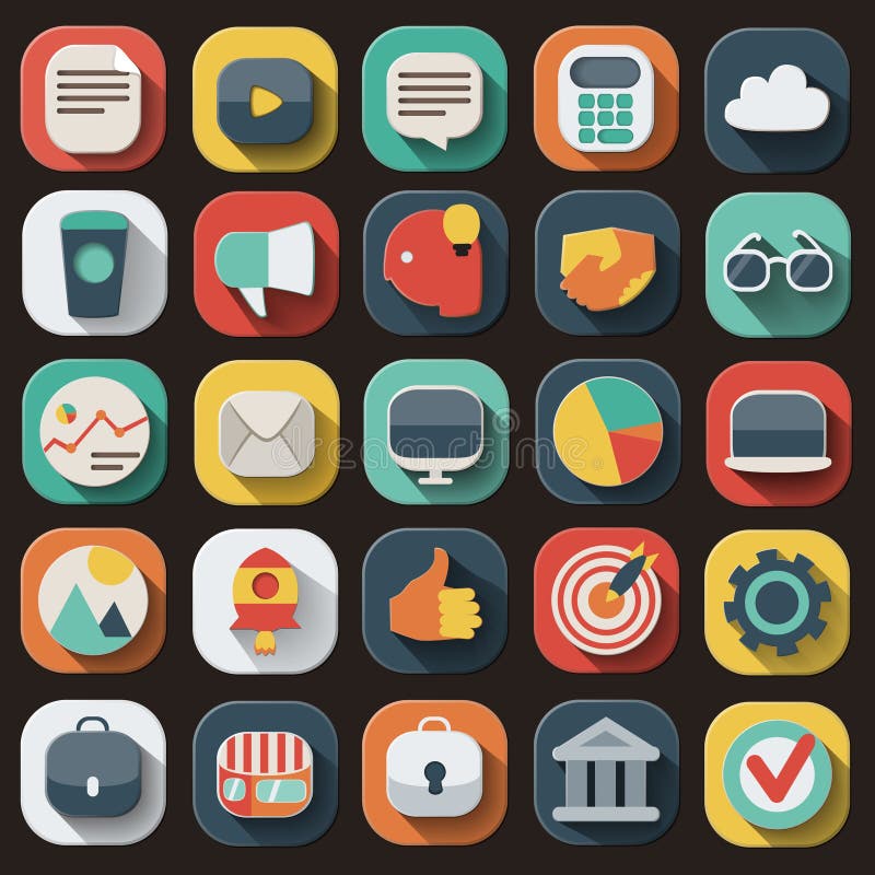 Vector flat UI icons stock vector. Illustration of card - 34541741