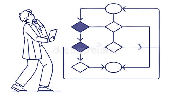 Business Flowchart with Person, Process Mapping, Vector Design ...