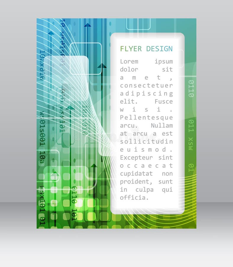 Business Flyer Template with Abstract Technological Pattern, Square and ...