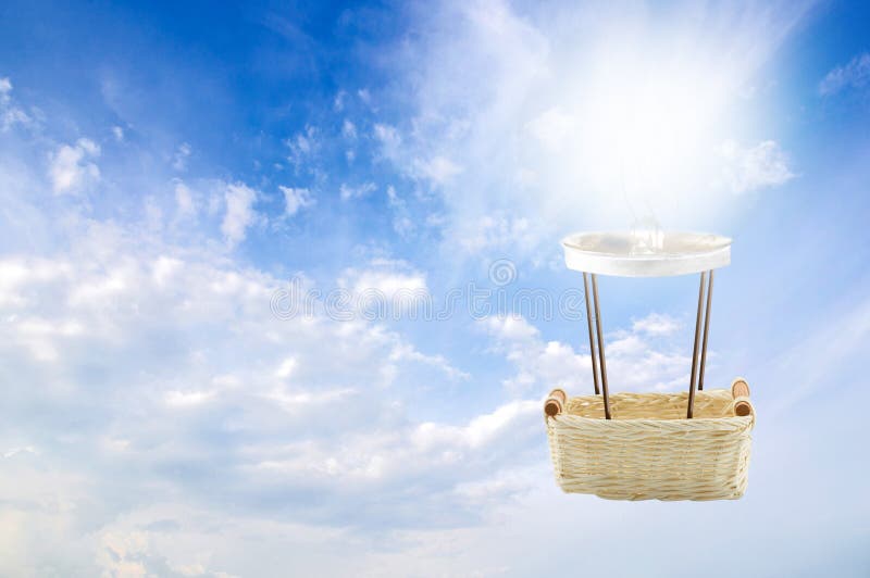 Business Flying in Air Balloon Stock Photo - Image of lightbulb, modern ...