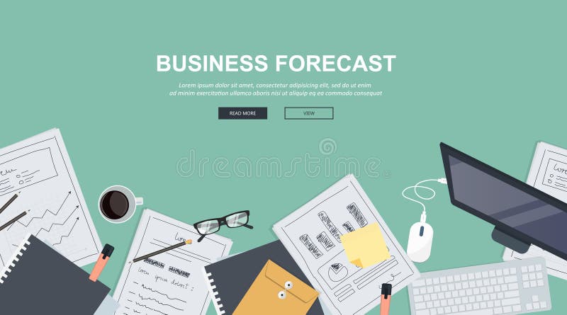 Business Forecast Banner. Flat Vector Illustration Stock Illustration ...