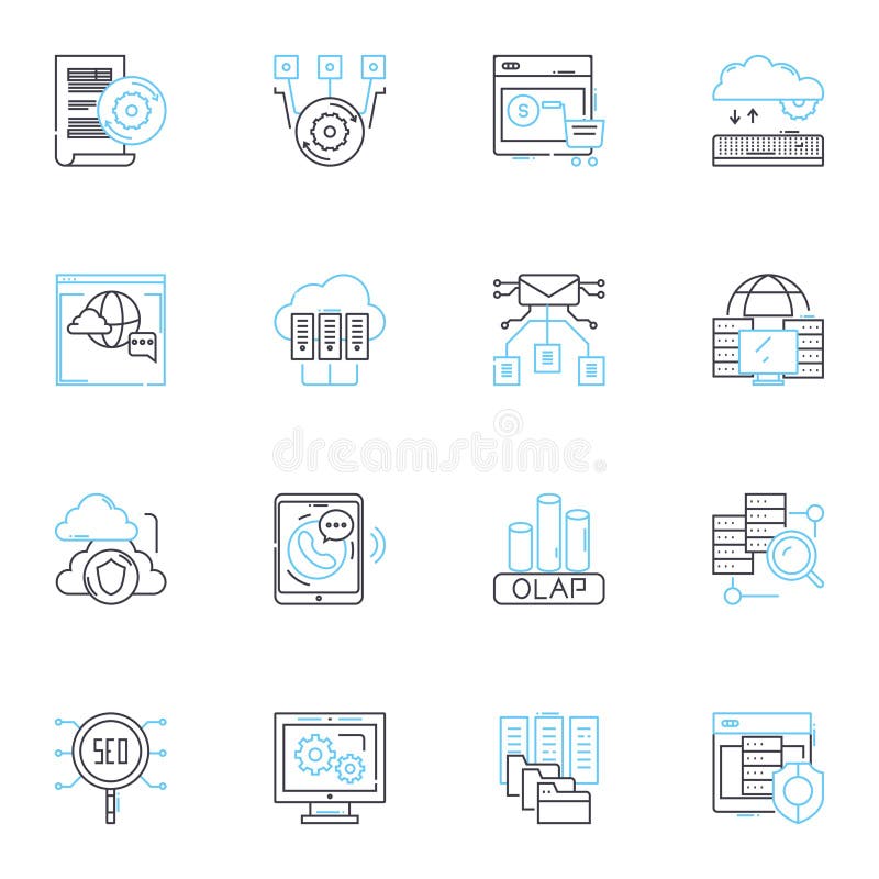 Business Forecasting Linear Icons Set Prediction Projections Forecasting Analytics Planning