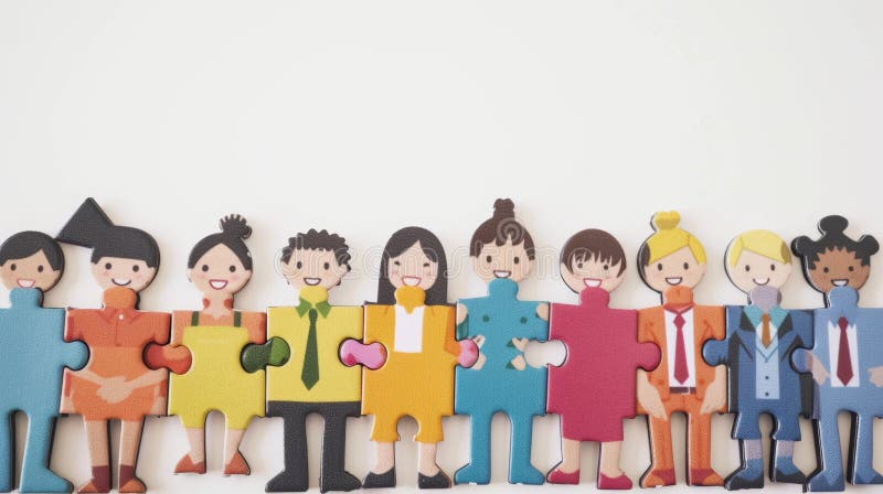 Business Frame on White Background with Diverse Cartoon Characters in ...