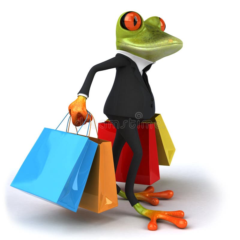 Frog shopping stock illustration. Illustration of slimy - 8941259