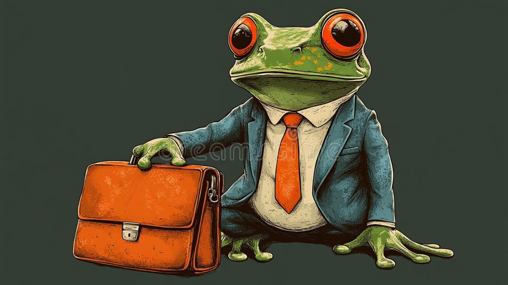 Business Frog with Briefcase Stock Illustration - Illustration of ...