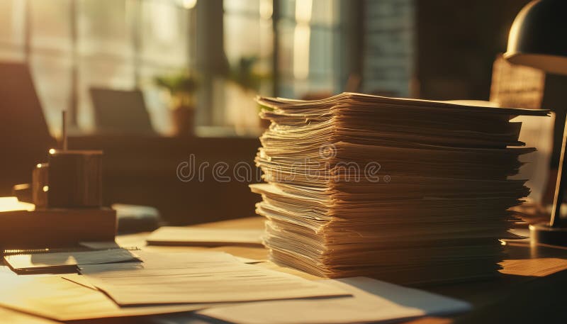 Business Functions Paper Stack on Desk Stock Image - Image of files ...