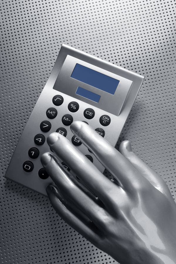 Business Futuristic Silver Hand Calculator Stock Photo - Image of gray ...