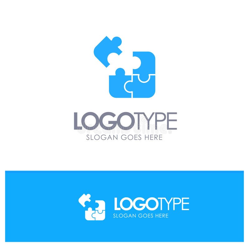 Business, Game, Logic, Puzzle, Square Blue Solid Logo with Place for ...