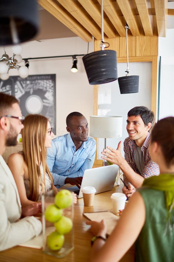 Business gathering in cafe stock image. Image of talking - 77252251
