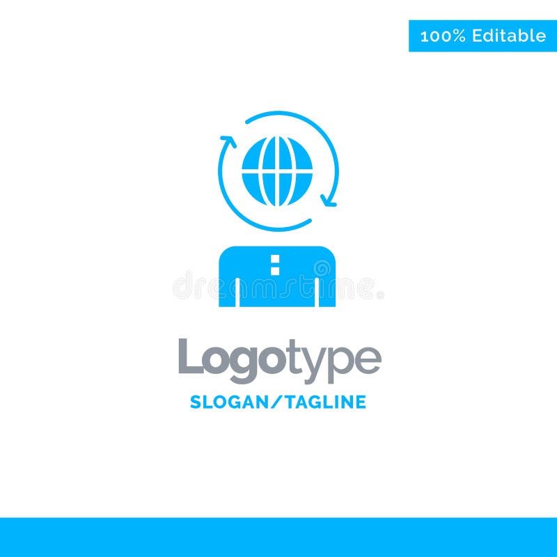 Business, Global, Management, Modern Blue Solid Logo Template. Place ...