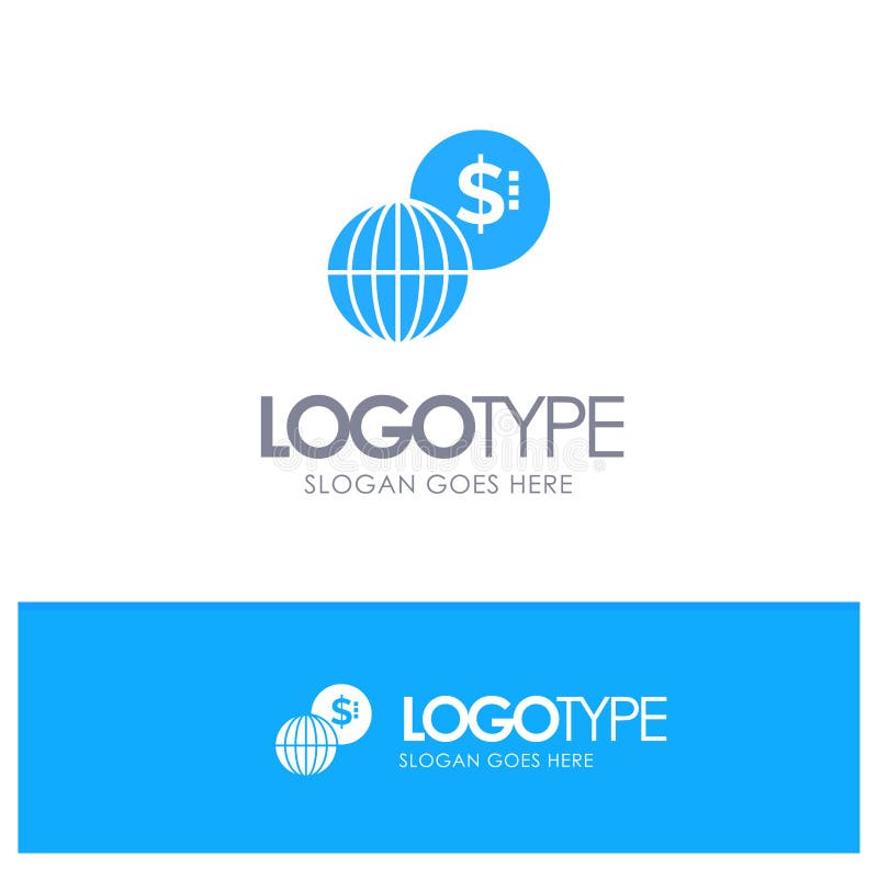 Business, Global, Markets, Modern Blue Solid Logo with Place for ...