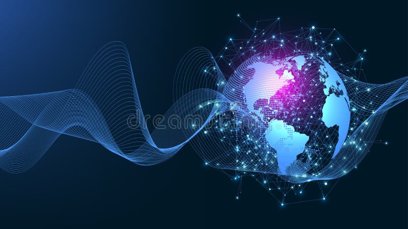 Business Global Network Connection. World Map Point and Line ...
