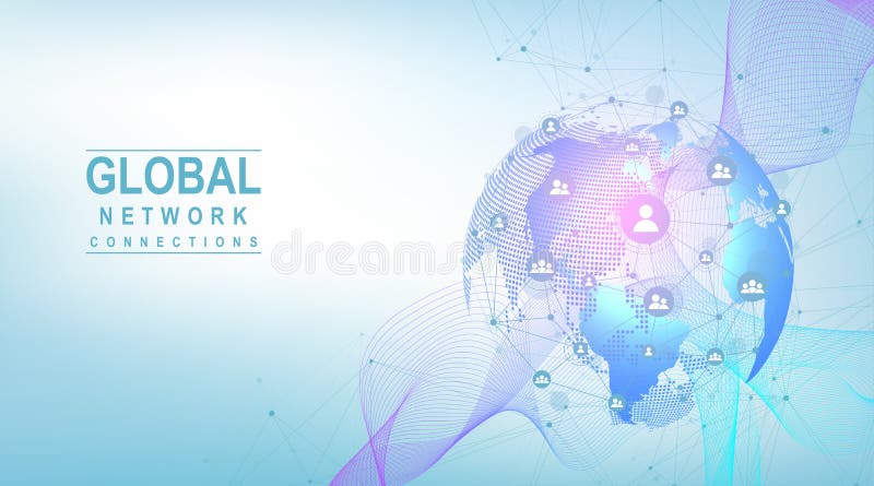 Business Global Network Connection. World Map Point and Line ...