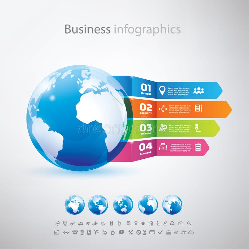 Business, Globe Infographics Template Stock Vector - Illustration of ...