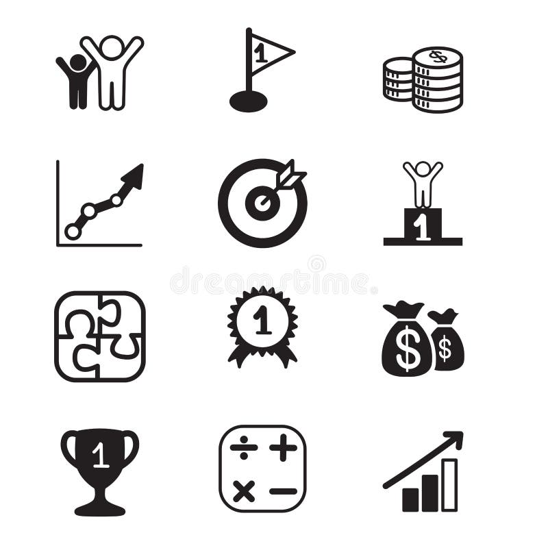 Business Goal Concept Icons Set Stock Vector - Illustration of chart ...