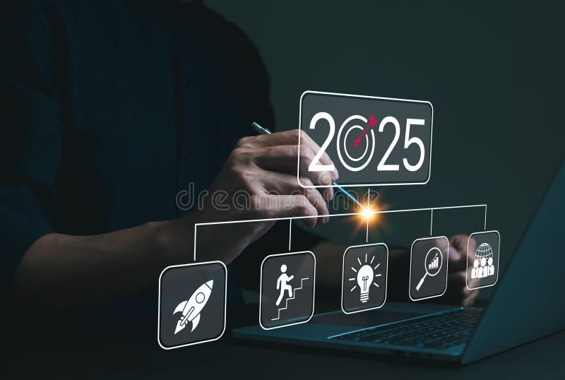 2025 Business Goal Setting and Strategy Planning Concept. Businessman ... 2025 Business Goal Setting and Strategy Planning Concept. Businessman ...