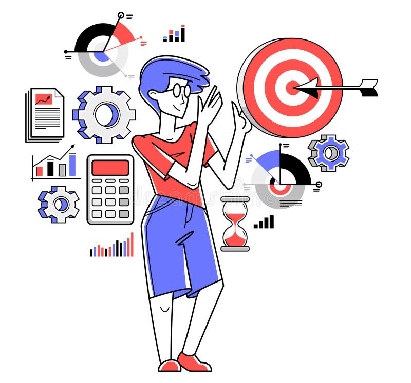 Business Goal Vector Outline Illustration, Business Strategy ...