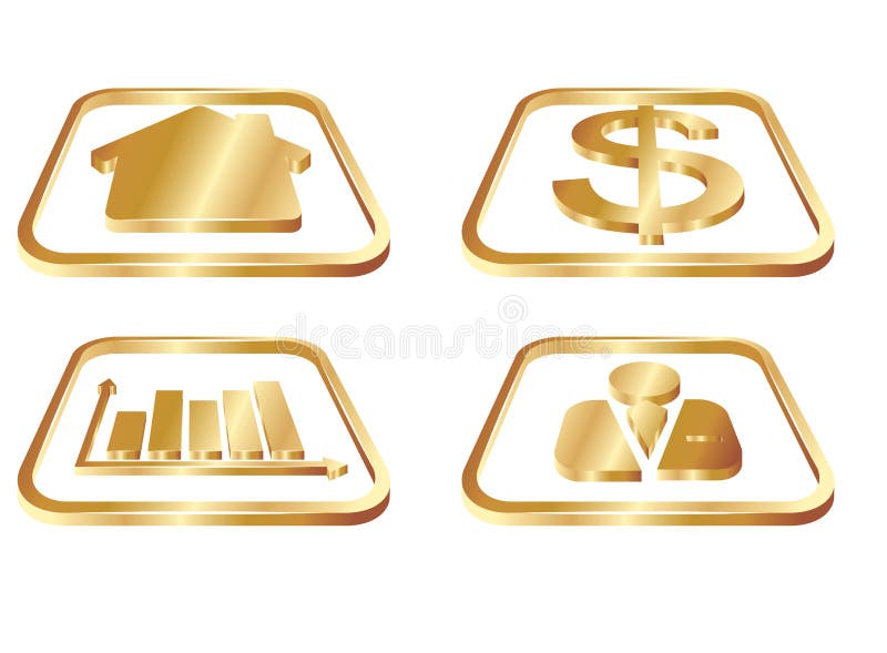 Business Gold Icons Set stock vector. Illustration of global - 29496735
