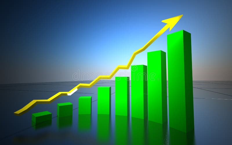 Growing Graph with a Green Arrow Pointing Upward Stock Illustration ...
