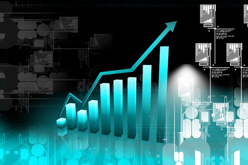 Blue 3d Graph and Business Symbol Stock Illustration - Illustration of ...