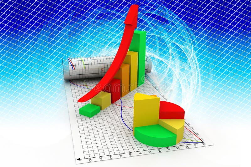 Business Statistics Graph Rising Stock Illustration - Illustration of ...