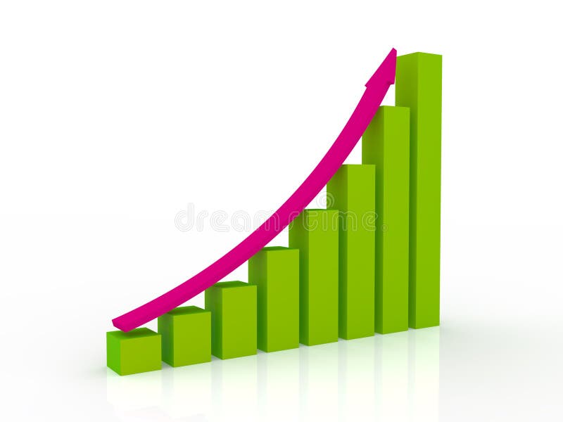 Green Bar Chart Business Growth with Rising Up Arrow Stock Illustration ...