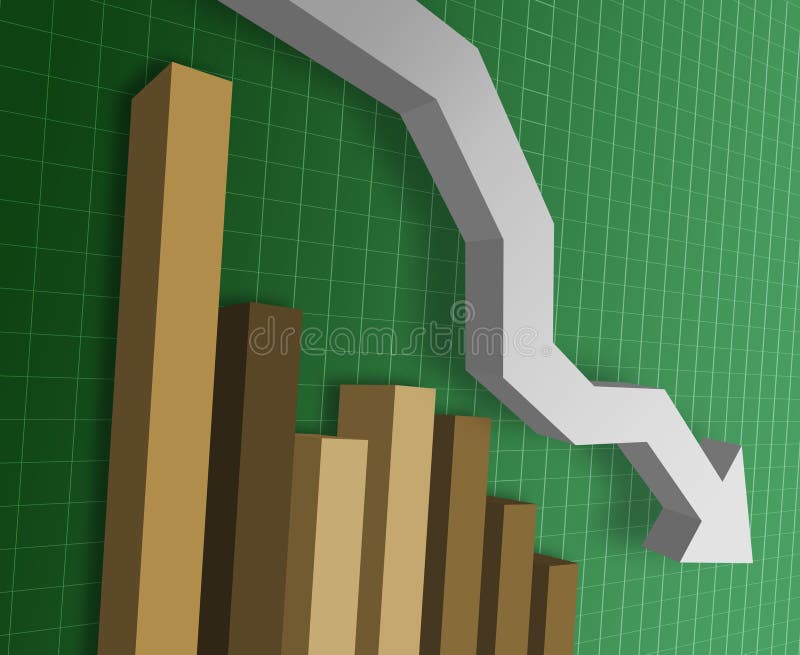 3D business decline graph stock illustration. Illustration of dollar ...