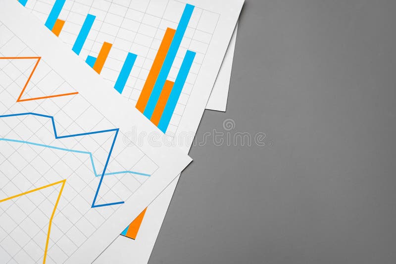 Business Graph Analysis Documents on Gray Background Stock Image ...