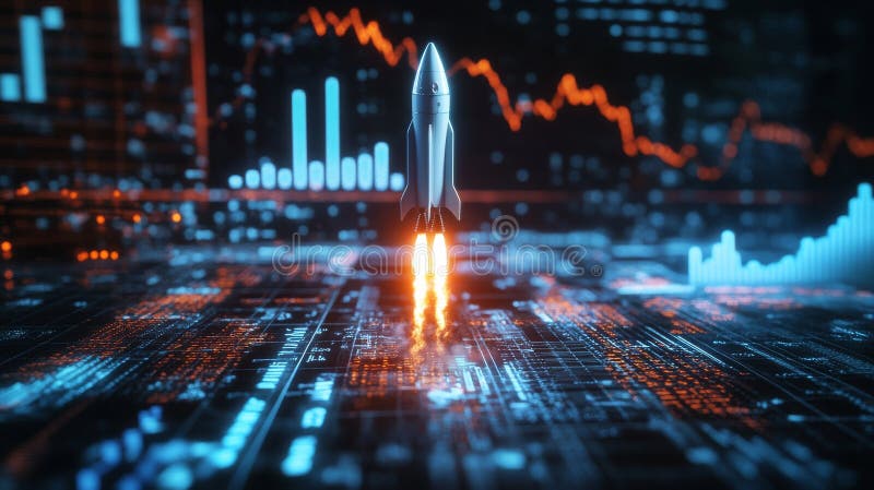 Business Graph Background Rocket Ship Bar Chart Stock Photos - Free ...