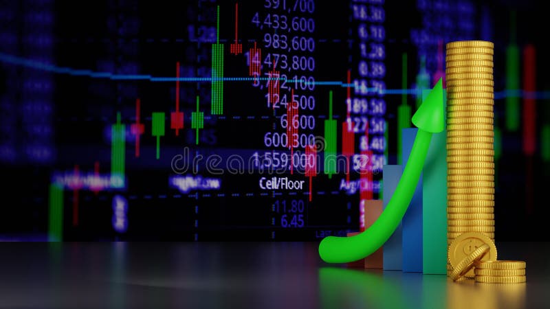 Business Graph or Bar Chart Diagram with Stack of Gold Coin. Growth ...