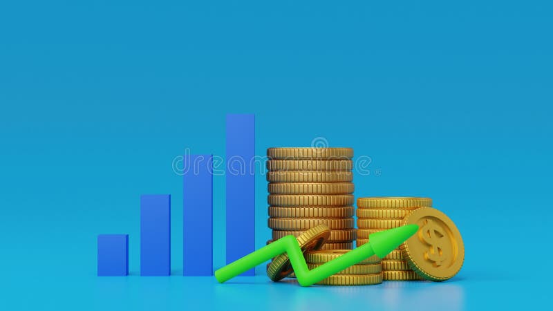 Business Graph or Bar Chart Diagram with Stack of Gold Coin. Growth Business Financial Concept ...