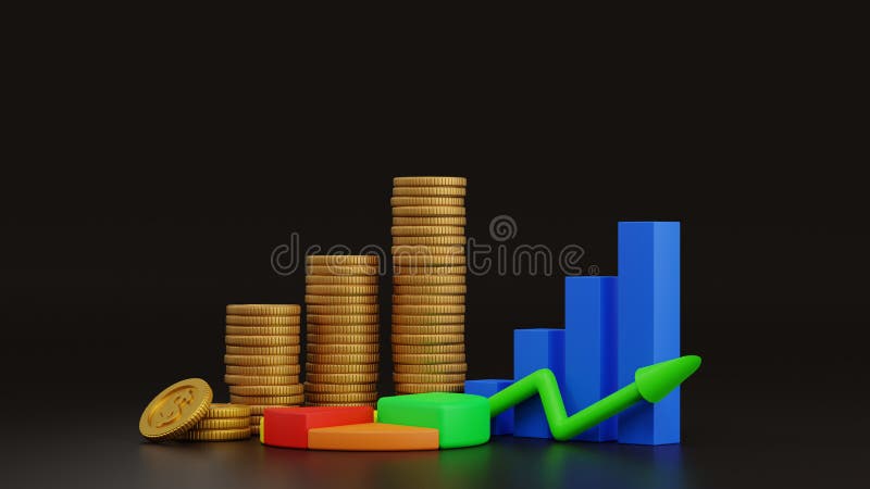 Business Graph or Bar Chart Diagram with Stack of Gold Coin. Growth Business Financial Concept ...