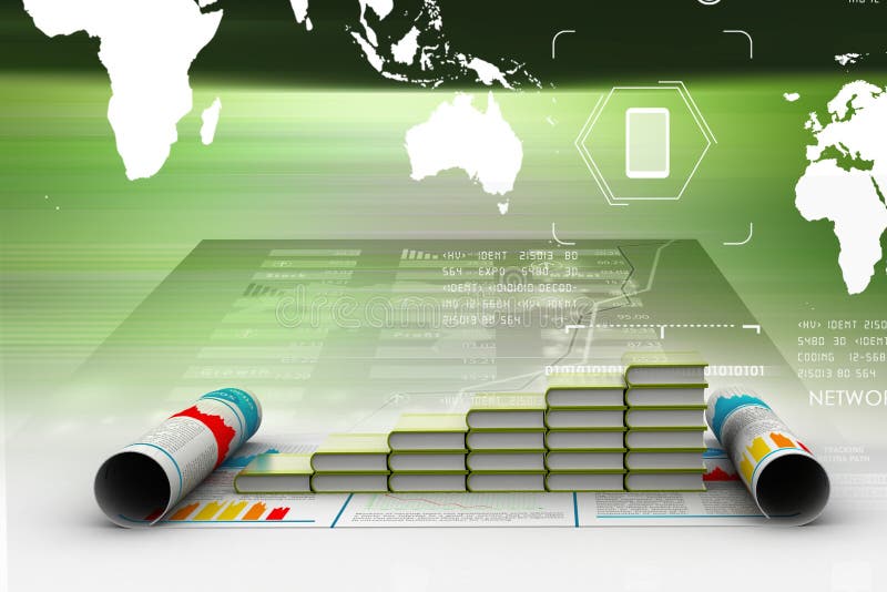 Business Graph and Books of Register Stock Illustration - Illustration ...