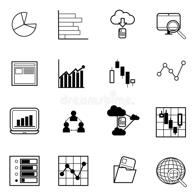 Business Graph and Chart Icons Set Vector Illustration Stock Vector ...