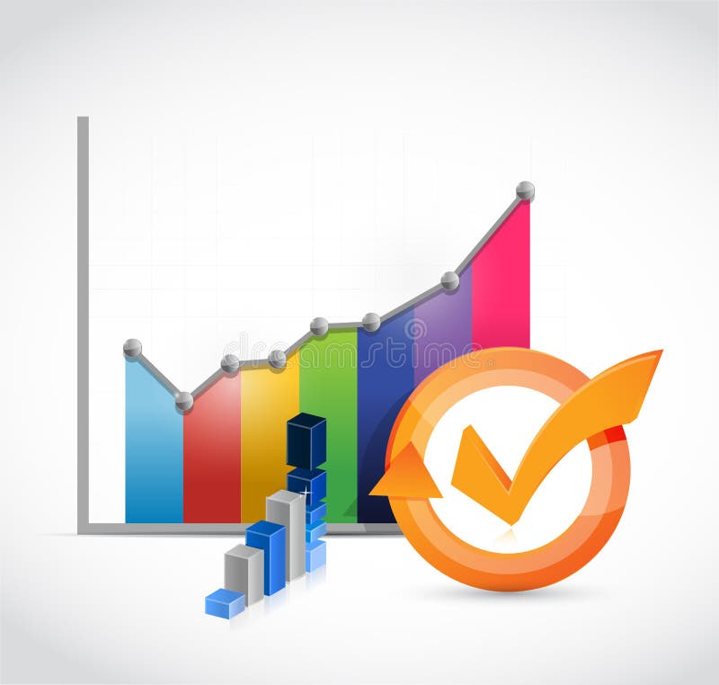Graph with Check Line Icon. Chart with Tick Vector Illustration ...