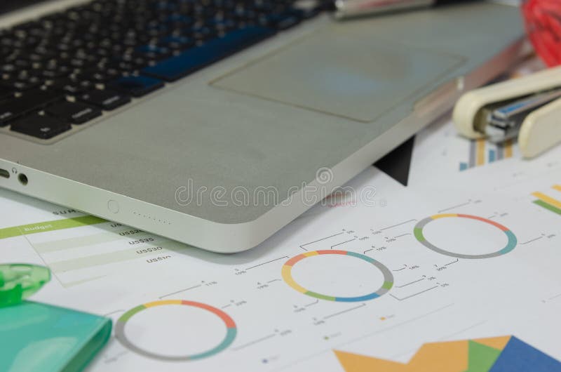 Business Graph and Computer Laptop Stock Photo - Image of chart ...