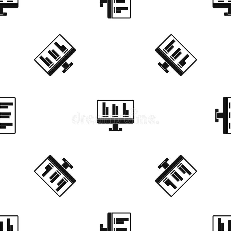 Business Graph at Computer Screen Pattern Seamless Black Stock Vector ...
