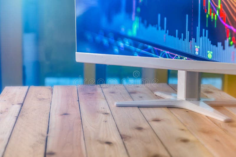 Business Graph on Computer Screen Stock Photo - Image of home, display ...