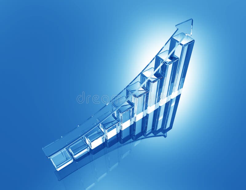 Blue 3D Business Graph Showing Growth Stock Illustration - Illustration ...