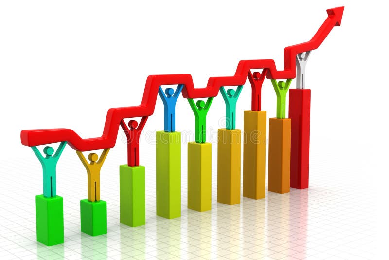 Business Man Pulling Graph To Going Up Growth Trend. Stock Vector ...