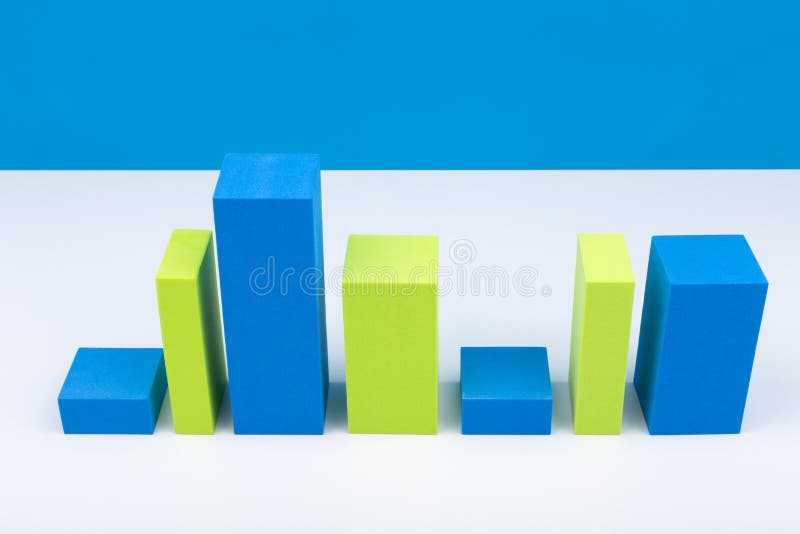 Business Graph Diagram with Blue and Green Bars with Rise and Fall ...