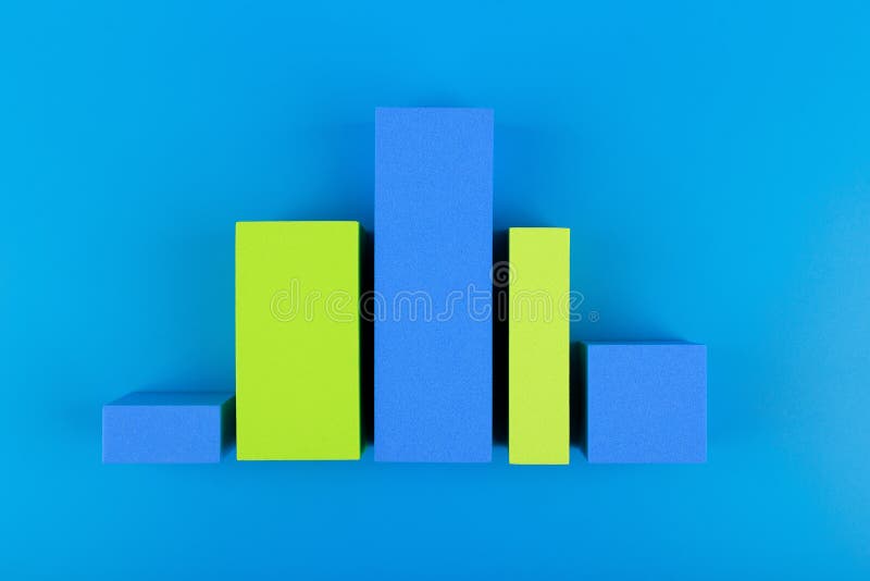 Business Graph Diagram or Performance Chart with Blue and Green Bars ...