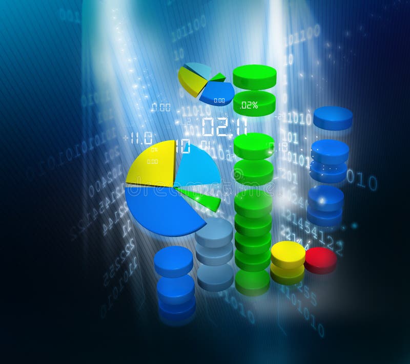 Business Graph in Digital Design Stock Illustration - Illustration of ...