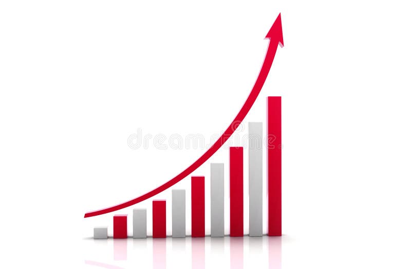 Growing Bar Graph Icon in Flat Style. Increase Arrow Vector ...